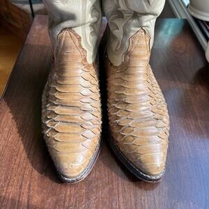 Nocona | Shoes | Vintage Nocona Python Cowboy Boots Mens Size 85 Cream ...
